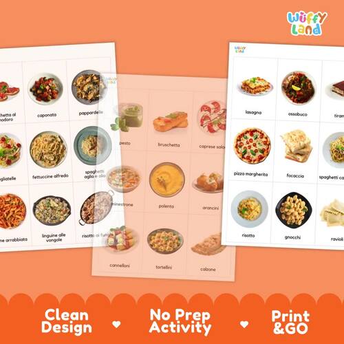 Italian Foods Flashcards – Realistic Food Vocabulary Cards by Wuffyland