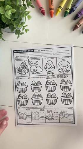 Kindergarten Morning Work - April Literacy Worksheets by Alleah Maree