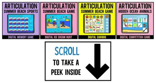Digital Summer Articulation Game Bundle For Speech Therapy | TPT