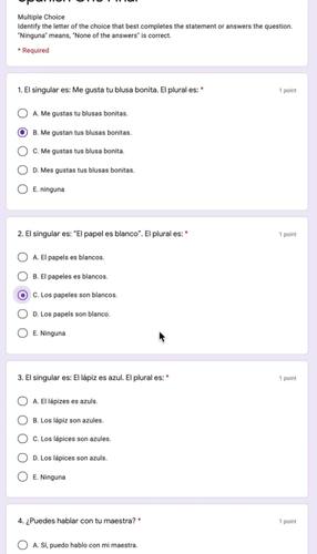 Spanish 1, 2, and 3 Final Exams Autocorrecting Google Forms and Printable