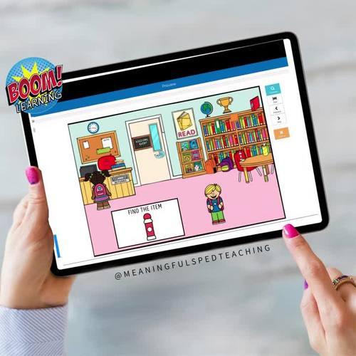 Back to School Seek and Find Wh Question Scene Boom Cards™ | TPT