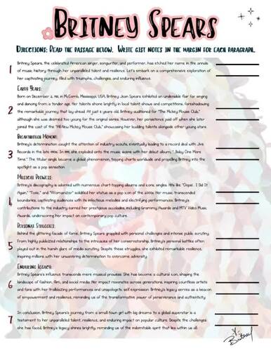 Britney Spears Justin Timberlake Paired Passage Compare Contrast Traits ...