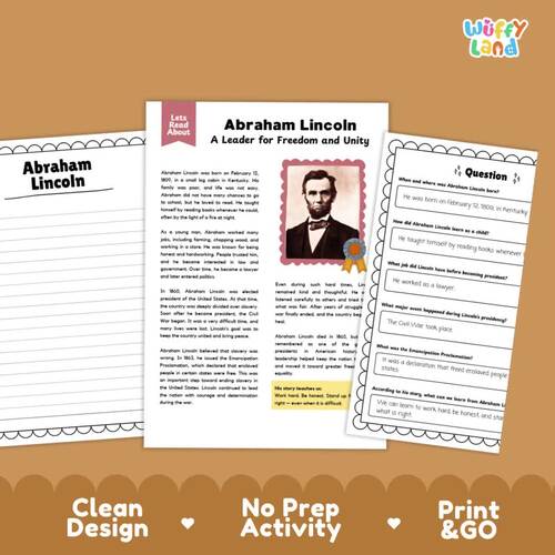 Abraham Lincoln Biography Reading Passage | Writing Activity ...