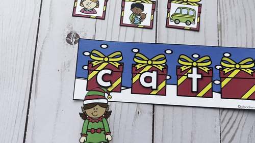 Christmas CVC Word Blending Practice by A Teacher and her Cat | TpT