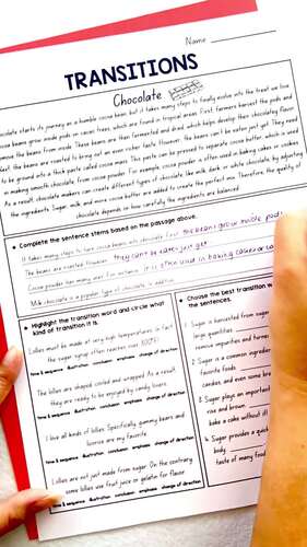 Transitions Worksheets (Expository Writing) | Grades 4-6 | TPT