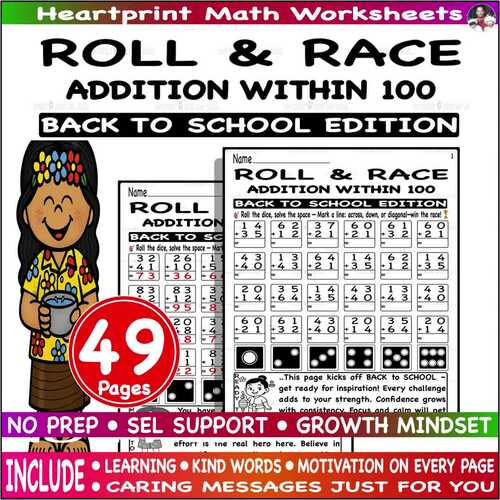 Roll and Race Math Dice Games | Addition Within 100 Fact Fluency - BTS ...