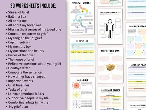 Grief & Loss Workbook for Kids / Editable PDF Included by ...