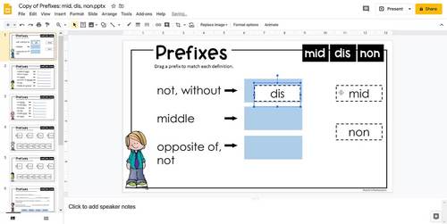 Prefixes Google Slides Digital Activities | MID-, DIS-, NON- | TPT