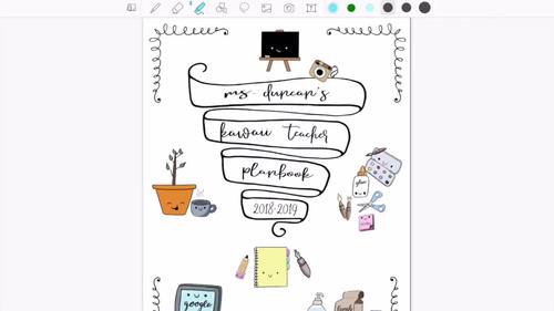 Any Year Kawaii Digital Teacher Planner and Bullet Journal for Goodnotes