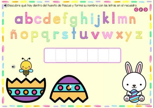 BOOM CARDS Escucha y Construye Palabras. Ejercicio de Deletreo y Lectura