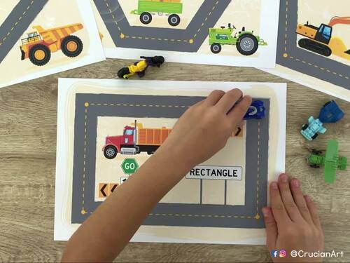 Road Shape Tracing Mats | Construction Vehicles Prewriting Activity