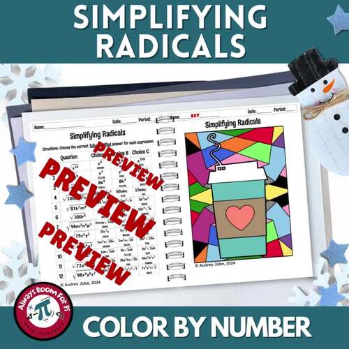 Simplifying Radicals With Variables Winter Color By Number Printable
