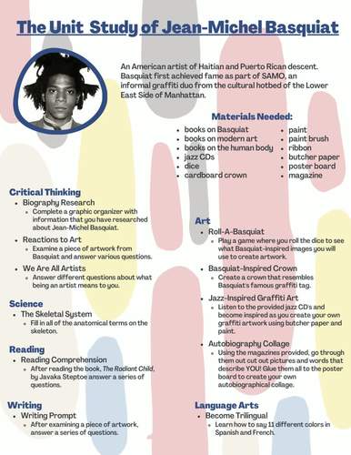 Jean-Michel Basquiat Unit Study by The Loveliest Librarian | TPT