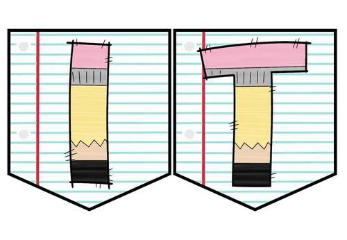 Writing Center Pencil Font Lined Paper Themed Banner by Kinderland Lemonade