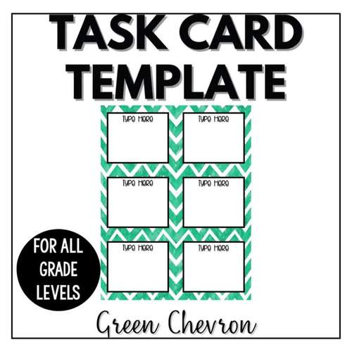 Task Card Template - Green Chevron by Jillian Fernandez | TPT