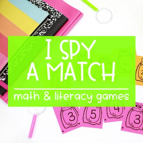 Matching Games for Kindergarten & 1st Grade Math & Literacy Centers ...