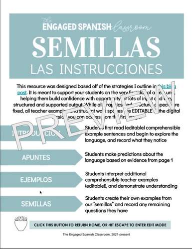 EDITABLE Spanish Present Tense Digital Interactive Notebooks | SEMILLAS