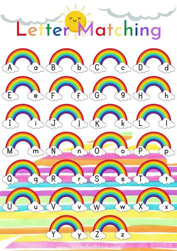 Rainbow Themed Matching Alphabet Game Printable | TPT