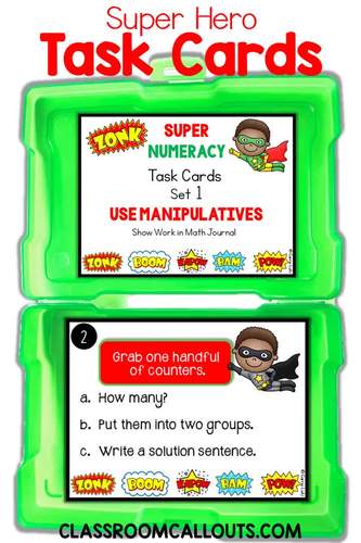 Addition & Subtraction Task Cards | Superhero | TPT