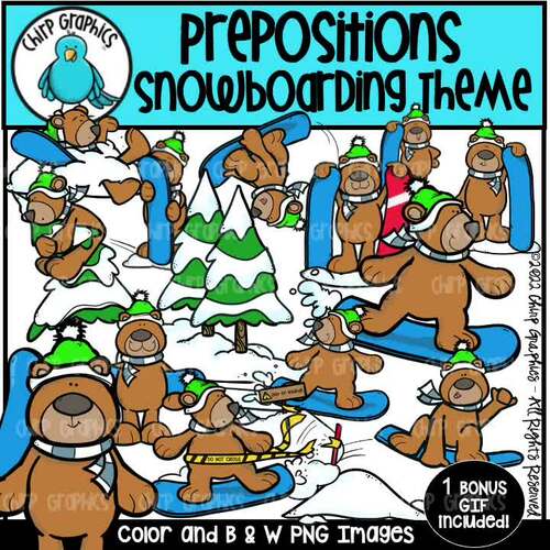 Prepositions, Snowboarding Theme Clip Art Set by Chirp Graphics | TPT