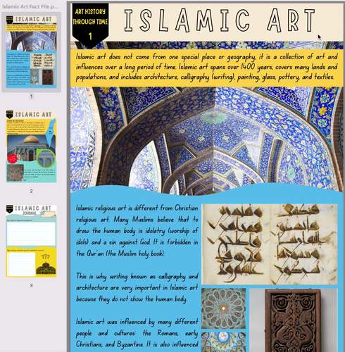Islamic Art: Art History Survey Fact File by Teach Art History | TPT