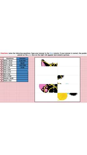 Multiplying Decimals Digital Self Grading Puzzle by MsPat's Store