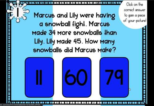 Winter Math Activity - Winter Color By Number - Addition and Subtraction