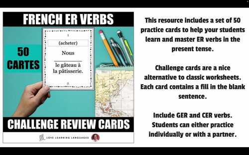French ER Verbs - French Challenge Task Card Review Activity | TPT