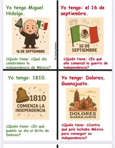 16 de septiembre Juego: Yo tengo.. Quien tiene... by The Dualing Maestra