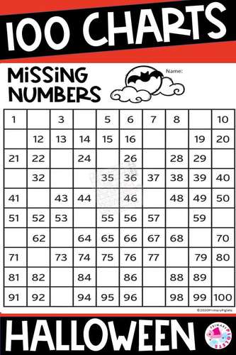 100s Charts Missing Numbers Worksheets - HALLOWEEN Edition by Primary ...