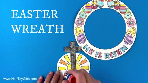 He Is Risen Wreath - Easter Religious Craft - Coloring Activity | TPT