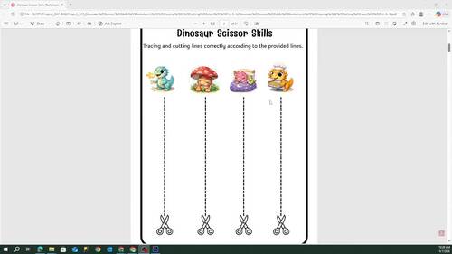 Dinosaur Scissor Skills Worksheets | Tracing & Cutting Lines | Pre-K–K