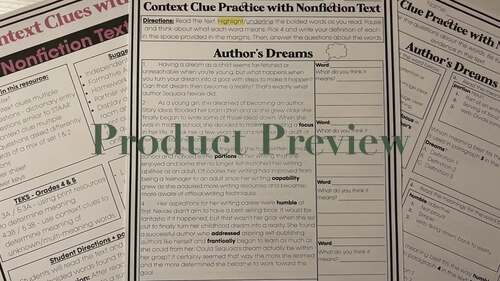 Context Clues Practice with Nonfiction Text by Growing Together with ...