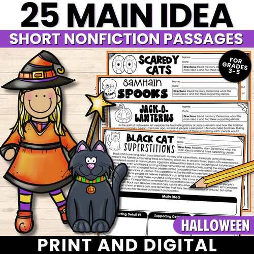Halloween Main Idea & Supporting Details Activities Key Details ...