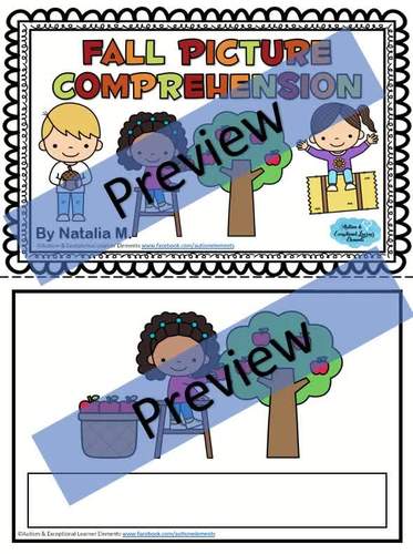 Fall Picture Comprehension Adapted Book- Seasons- SPED & Autism Resources