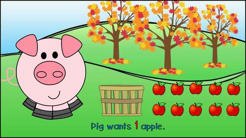 Farm Animals Count Apples | Interactive Slide Show | Early Intervention