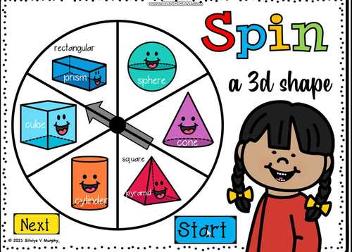 3d shapes spin center power point game by Murphys lesson design studio