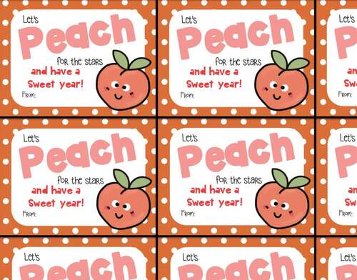 Peach Rings/ Trolli Peachie O Beginning of Year Gift Tag- Peach for the ...