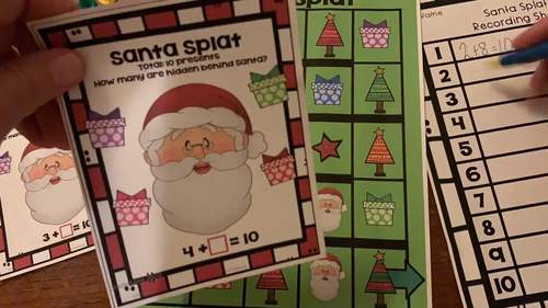 Missing Addend with Santa Splat Math Game First Grade | TPT