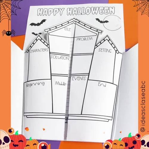 Halloween writing elements graphic organizer haunted house - bilingual
