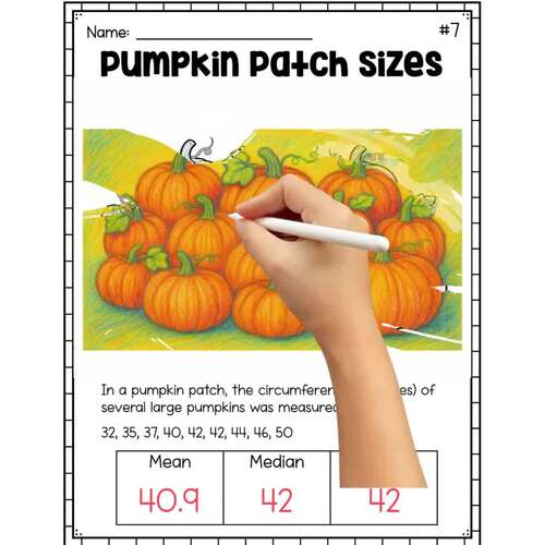 6th Grade Thanksgiving Math & Coloring Pages: Mean Median Mode Practice Fun