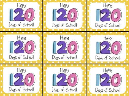 Cute Printable Happy 120 Days of School Gift Tag by Highs and Lows of a Teacher