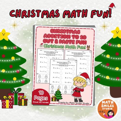 Christmas Addition to 10 Cut & Paste | Holiday Math Activities | K-1st ...