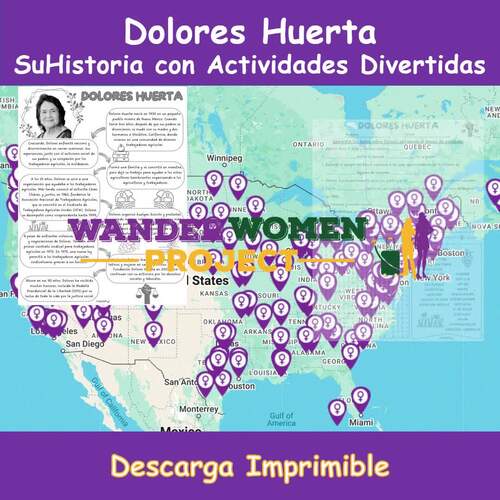 Dolores Huerta - SuHistoria y Actividades Divertidas; A Spanish Worksheet