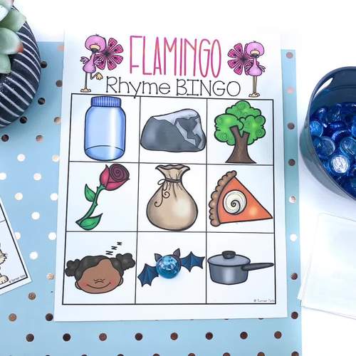 Rhyming Words BINGO Literacy Game by Turner Tots | TPT