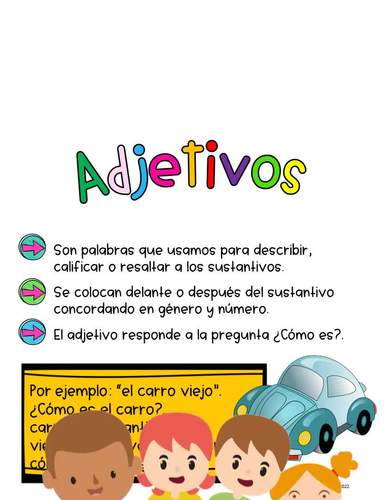 Adjetivos Proyecto Adjectives Spanish Project by Insight Butterfly