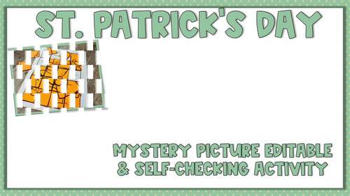 St. Patrick's Day | Mystery Picture | Review Activity | Self - Checking ...