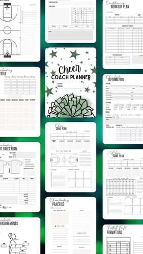 Spirit Green Cheer Coach Planner, Printable Digital Download Planning ...
