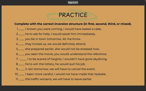 Inversions with Conditionals: C1 Advanced ESL Grammar Lesson | TPT
