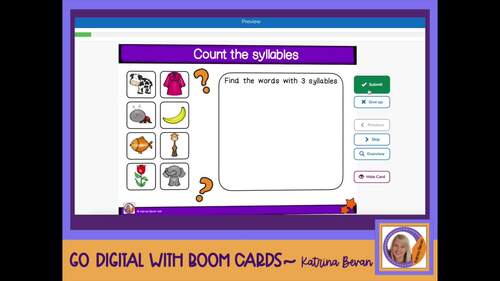 Boom™ Cards: Phonological Awareness- Count the Syllables by Katrina Bevan